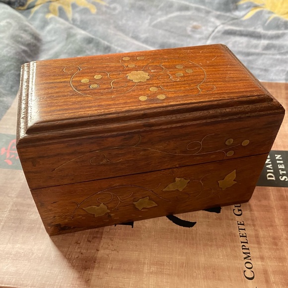 Made in India | Accents | Vtg Wooden Recipe Box With Brass Inlay | Poshmark